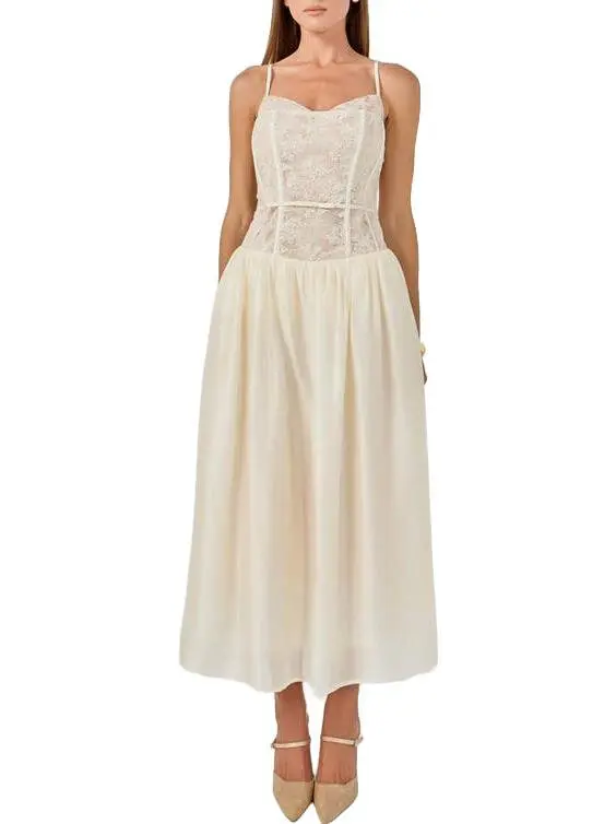 Endless Rose Lace Corset Midi Dress - Cream