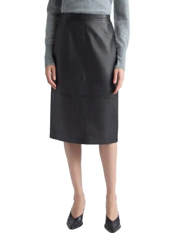 Altuzarra Leather Midi Skirt - Black