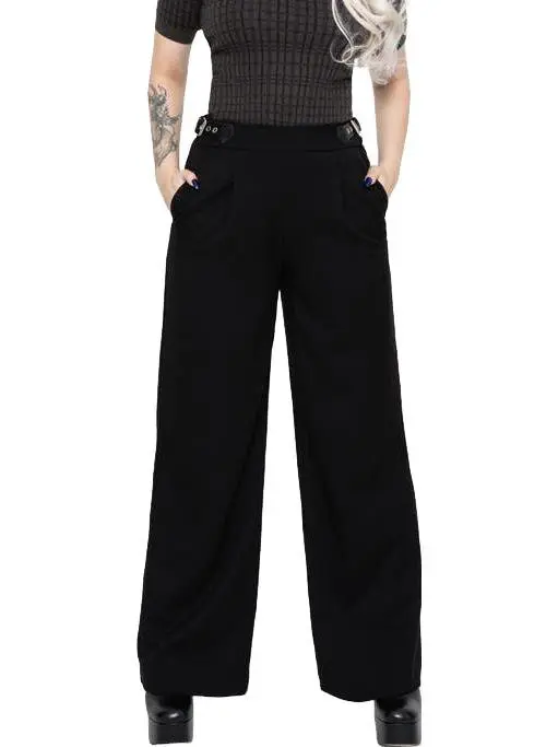 DISTURBIA Nightingale Buckle Wide Leg Trousers - Black