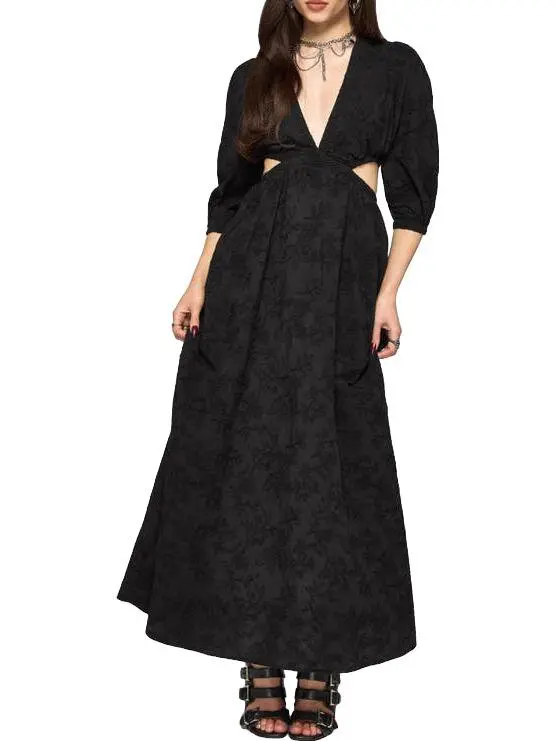 DISTURBIA Lila Embroidered Cut-out Maxi Dress - Black
