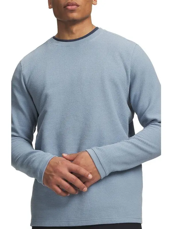 Under Armour Expanse Waffle Crewneck Long Sleeve T-shirt - Blue Wind