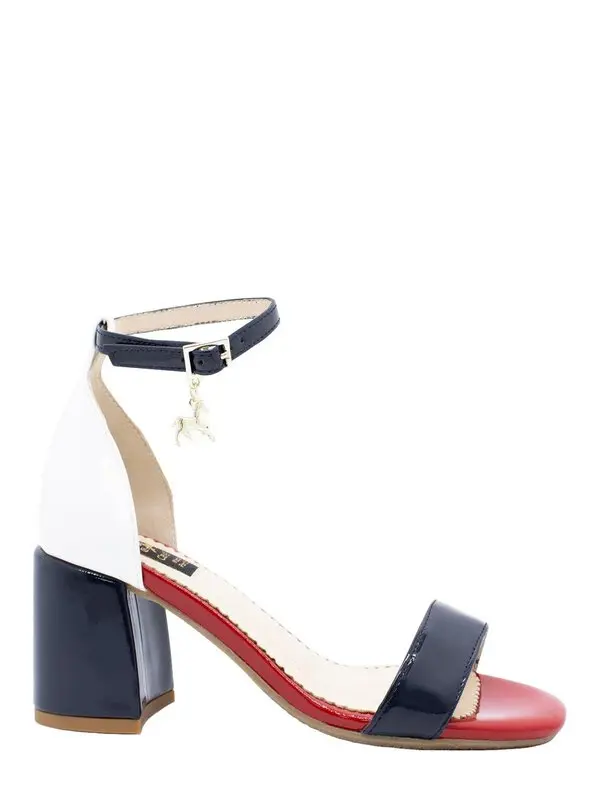 CAVALINHO Block Heel Sandals With Adjustable Ankle Strap - Navy/white/red