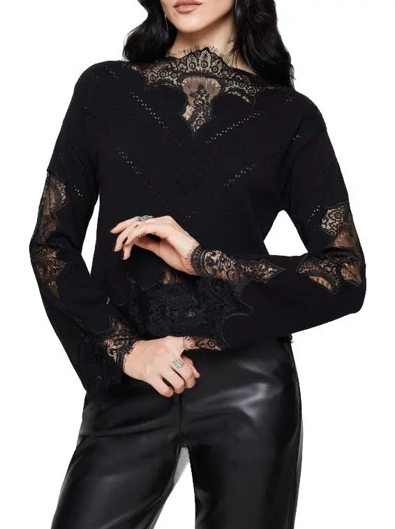 DISTURBIA Stormwoken Pointelle Knit Jumper - Black