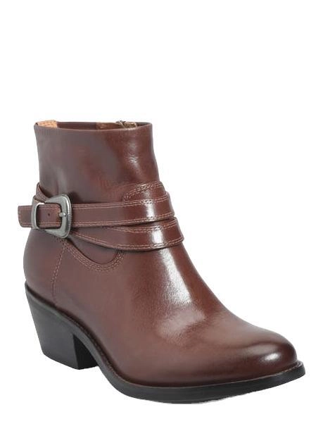 SOFFT Alessandra Leather Buckled Block Heel Bootie - Cognac