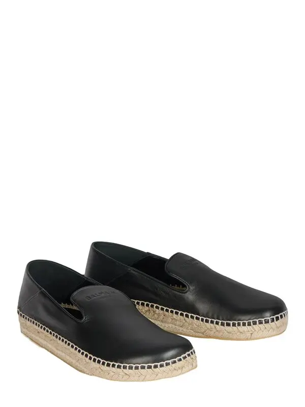 Balmain Smooth Leather Espadrilles - Black