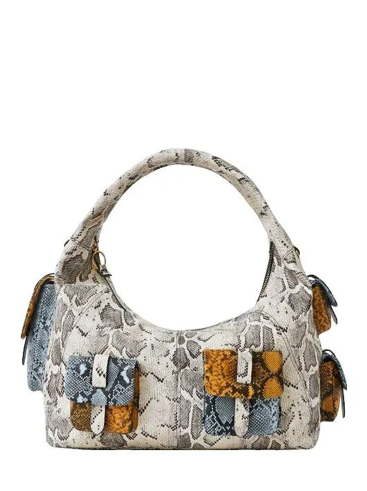 AIMEE Rebel Leather Shoulder Bag - Snake Multi