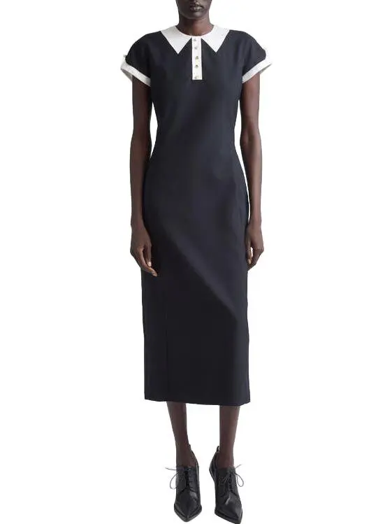 Thom Browne Wool Hopsack Trompe L'oeil Polo Dress - Navy