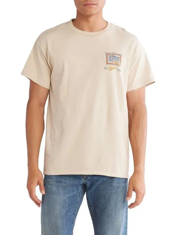 Junk Food Miller Lite Stained Glass Graphic T-shirt - Sand