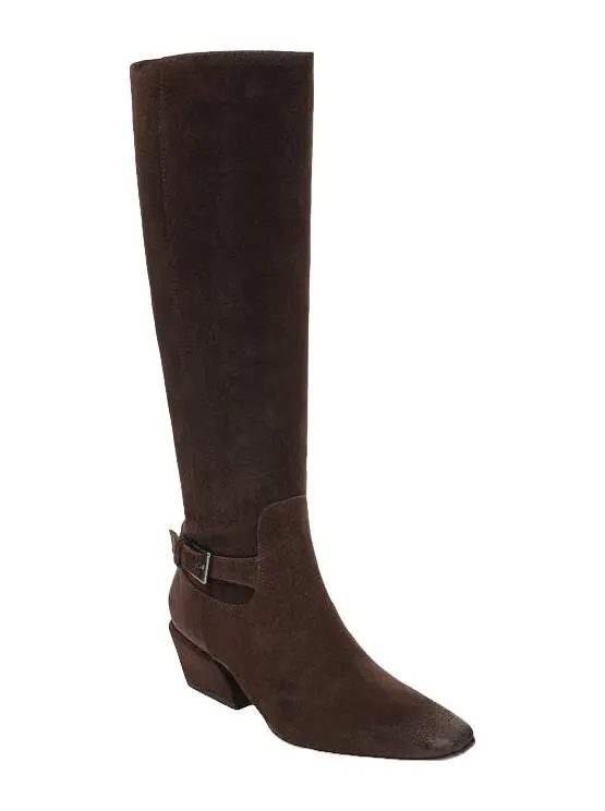 Sam Edelman Haisley Knee High Buckled Block Heel Boots - Espresso Bean