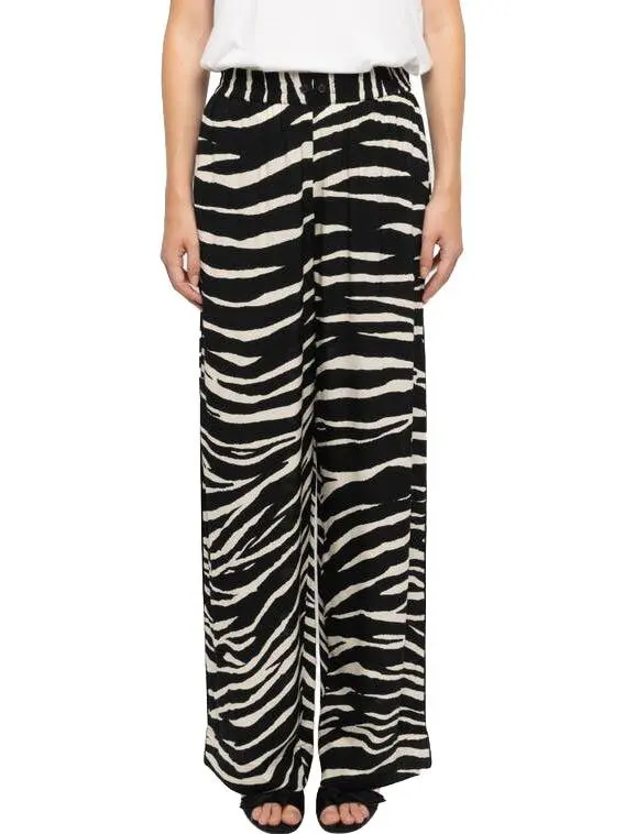 Zadig&Voltaire Zebra Print Viscose Wide Leg Pants - Black