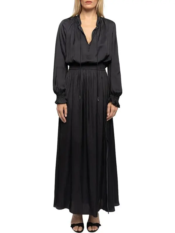 Zadig&Voltaire Rayado Satin Maxi Dress - Black
