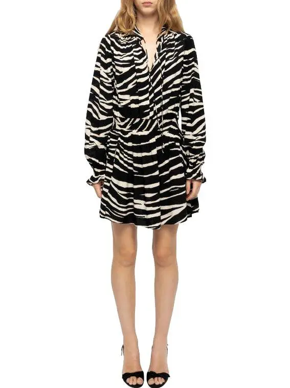 Zadig&Voltaire Rayados Zebra Print Mini Dress - Black
