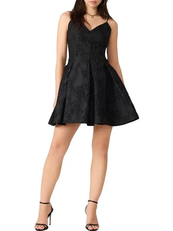 Steve Madden Floral Jacquard Fit & Flare Dress - Black