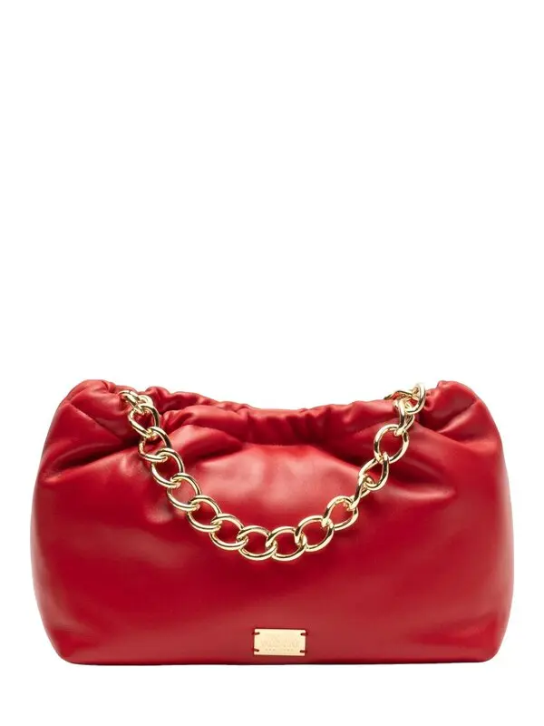 FRANCES VALENTINE Bici Leather Gathered Crossbody Bag With Chain Strap - Red