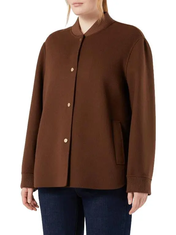 Marina Rinaldi Virgin Wool Blend Short Coat - Biscuit
