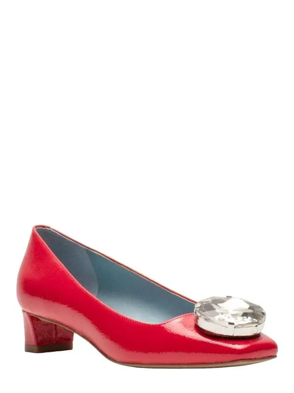 FRANCES VALENTINE Embellished Square Toe Pump - Tomato
