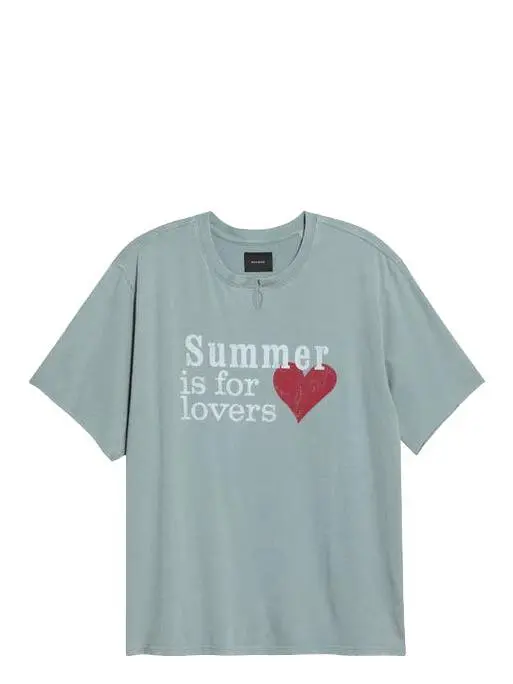 PACSUN Roll Cuff Summer Lovers Graphic T-shirt - Blue