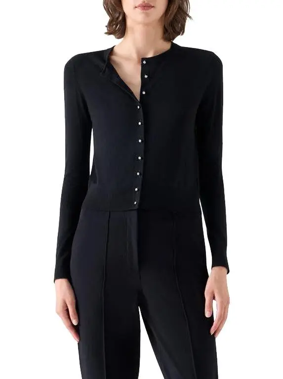 Akris Merino Wool Embellished Button Cardigan - Black