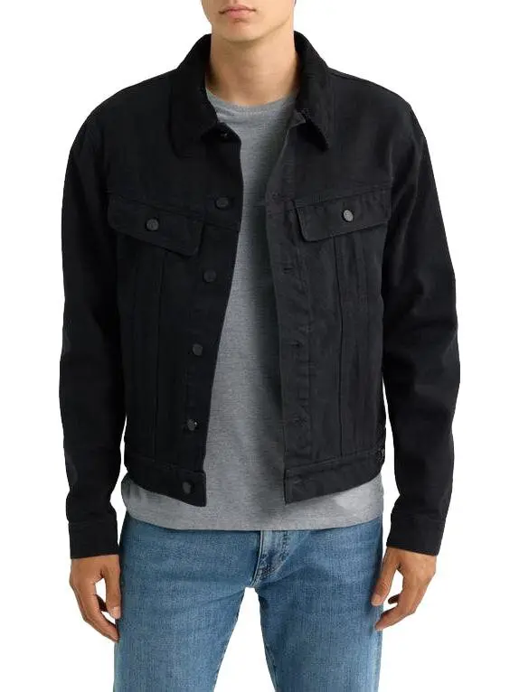 SCHOTT Cotton Canvas Trucker Jacket With Corduroy Collar - Black
