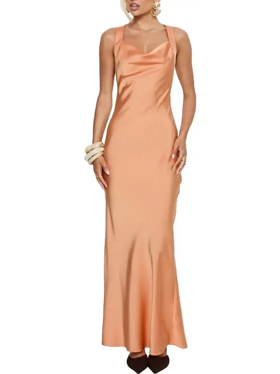 Princess Polly Cowl Neck Crossover Back Maxi Dress - Orange