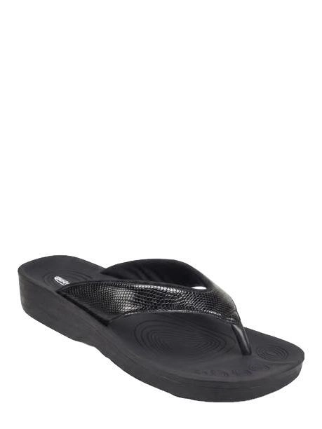 AEROTHOTIC Meira Croc-embossed Platform Flip-flop - Black
