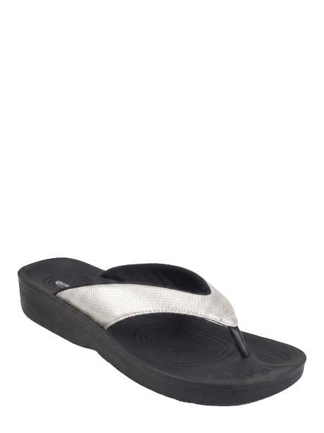 AEROTHOTIC Meira Croc-embossed Platform Flip-flop - Silver