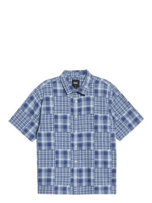 VANS Larkspur Mixed Plaid Cotton Button-up Shirt - True Navy