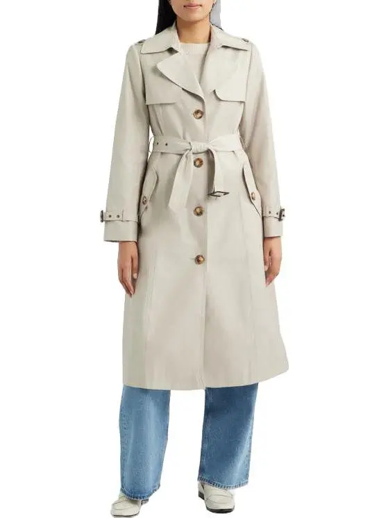 Sam Edelman Classic Belted Trench Coat - Birch