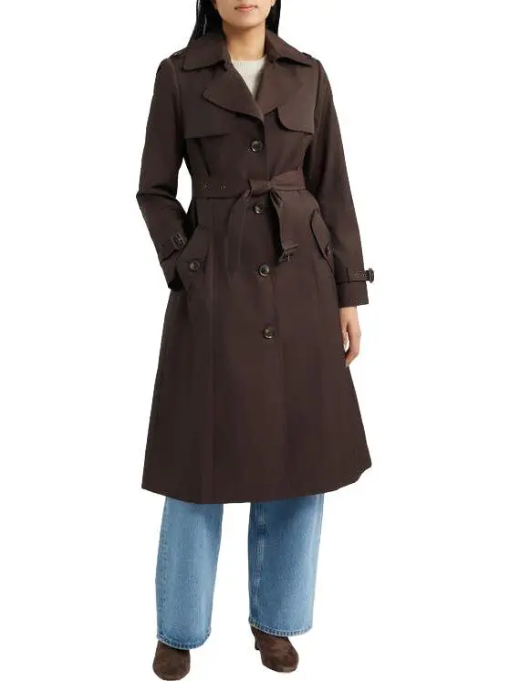Sam Edelman Classic Belted Trench Coat - Cafe Noir