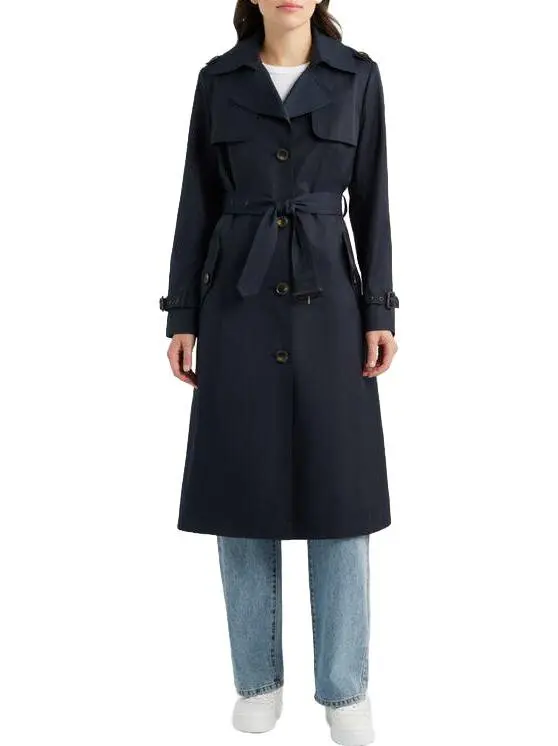 Sam Edelman Classic Belted Trench Coat - Navy
