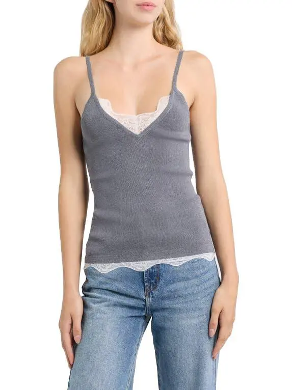 Deluc Lace Trim Camisole - Grey