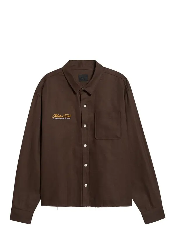 PACSUN Embroidered Cotton Canvas Button-up Shirt - Brown