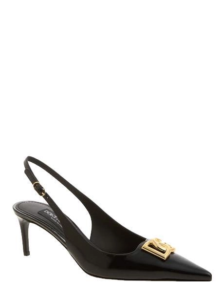 DOLCE&GABBANA BEAUTY Dg Logo Pointed Toe Slingback Pump - Black