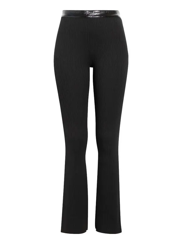 COURREGES Ribbed Flare Pants With Vinyl Trim - Black