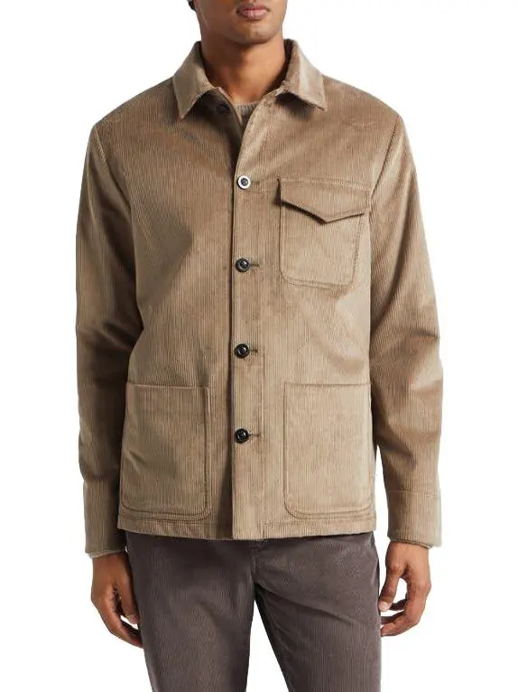 Boglioli Medium Wale Cotton Stretch Corduroy Overshirt - Cream