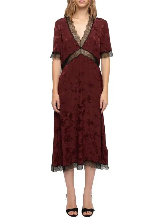 Zadig&Voltaire Redoxal Horse Jacquard Silk Midi Dress - Cherry