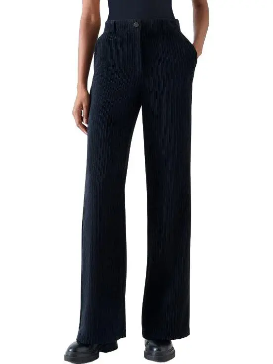 Akris Celia Techno Corduroy Bootcut Pants - Navy