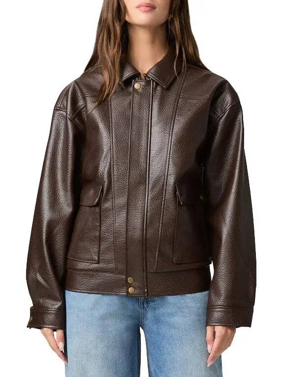 Paige Ashland Aviator-inspired Faux Leather Jacket - Dark Brown