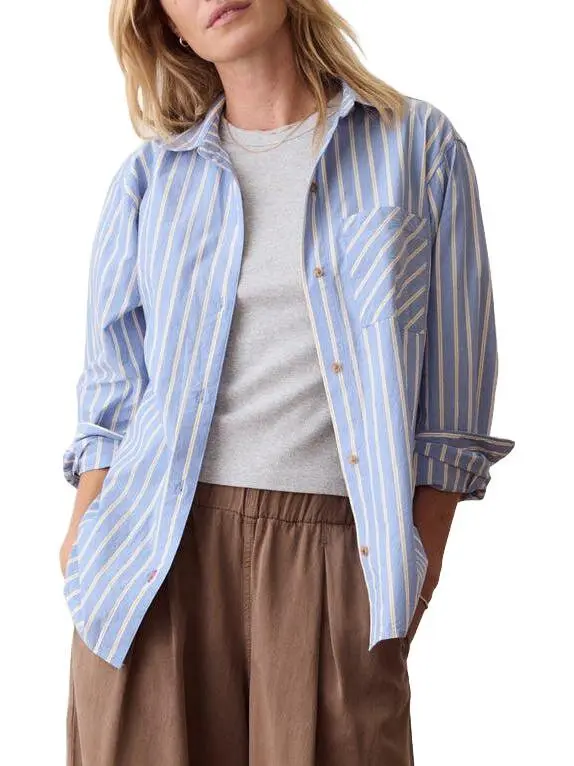 Marine Layer Jane Relaxed Striped Shirt - Blue Stripe