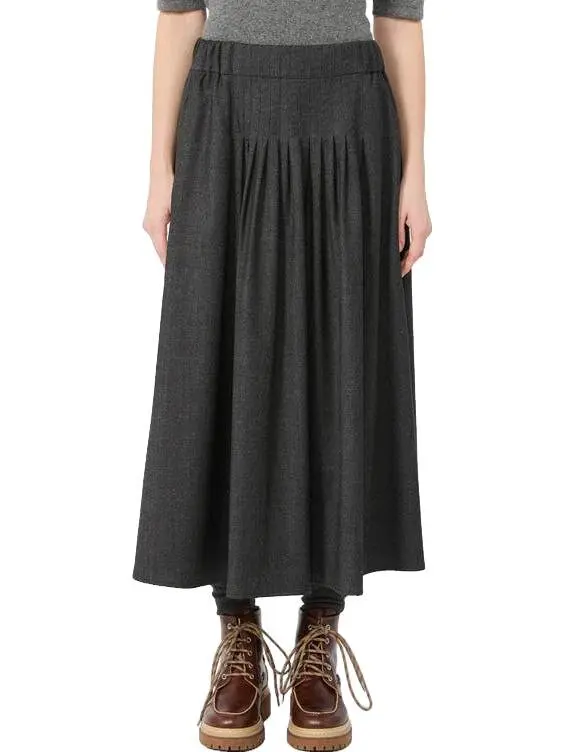 Max Mara Stretch Wool Midi Skirt - Dark Grey