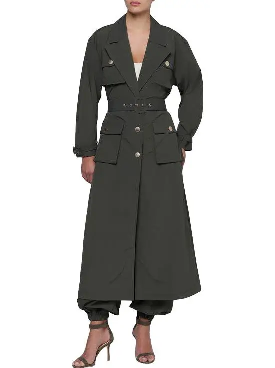L'Agence Axel Windbreaker Trench Coat - Ash Olive