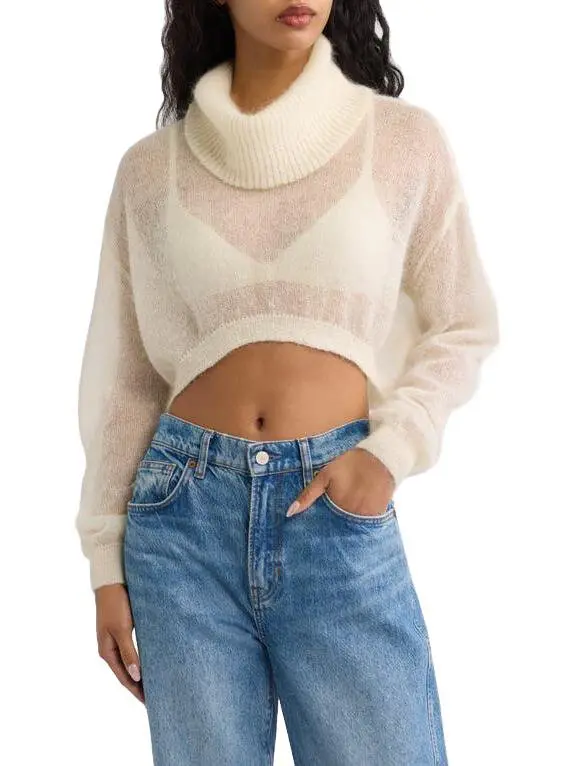 Solid & Striped The Modella Crop Turtleneck Sweater - Brule