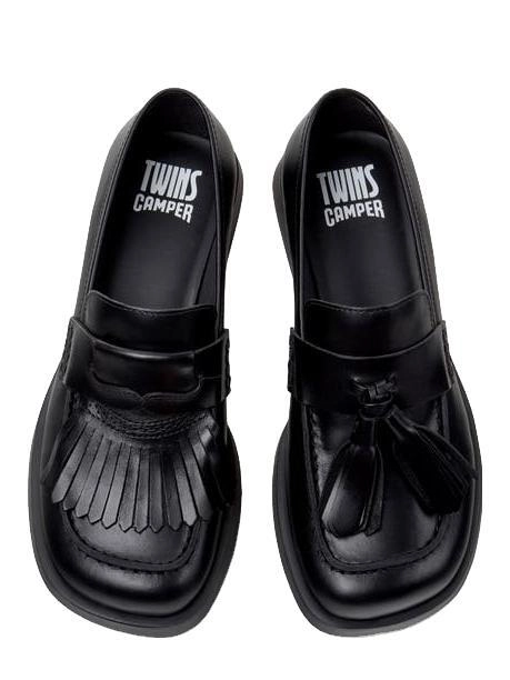 Camper Donna Twins Mismatch Loafers With Fringe And Tassels - Black