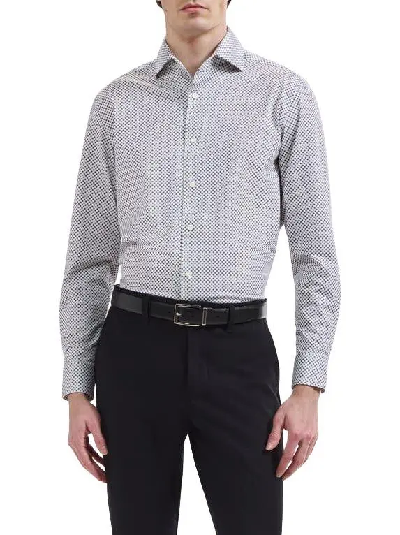 Bugatchi Devon Ooohcotton Stretch Button Up Shirt - Chalk