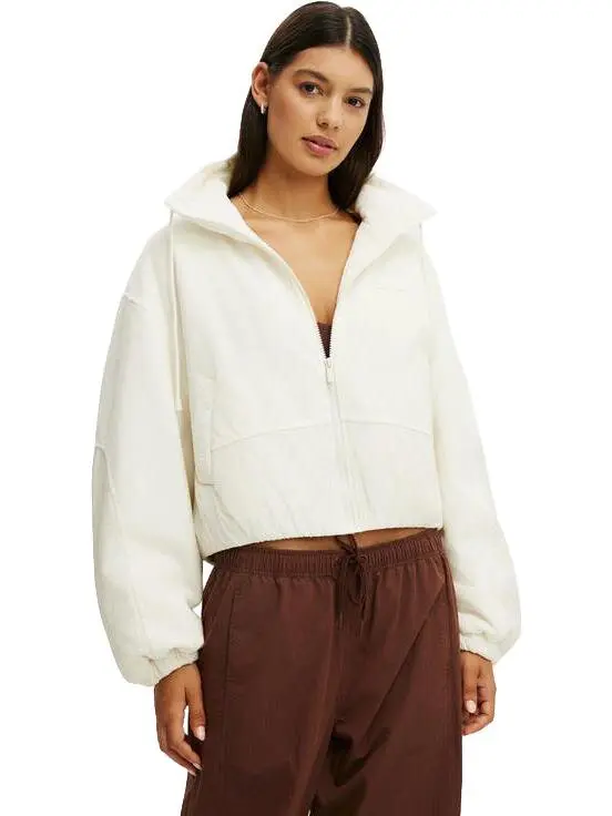 Cotton:on Polar Fleece Padded Bomber Jacket - Cloud Dancer