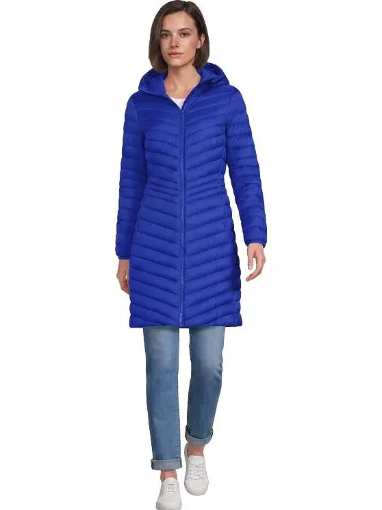 LANDS' END Ultralight Packable Down Coat - Vibrant Lapis