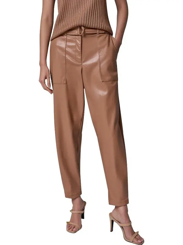 Donna Karan New York Belted Faux Leather Cargo Pants - Camel