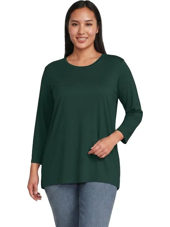 LANDS' END 3/4 Sleeve Supima Cotton Tunic - Pine