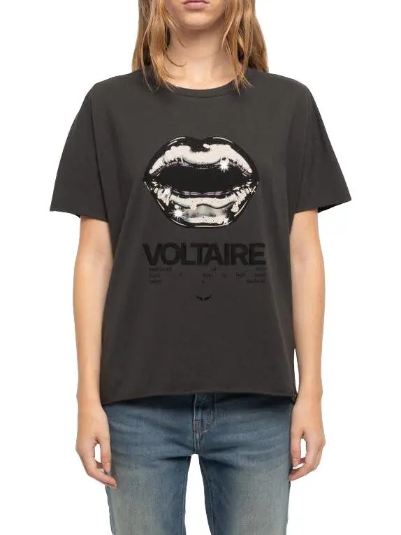 Zadig&Voltaire Graphic Lips Cotton T-shirt - Carbone