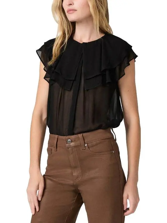 Paige Lucia Double Ruffle Collar Top - Black